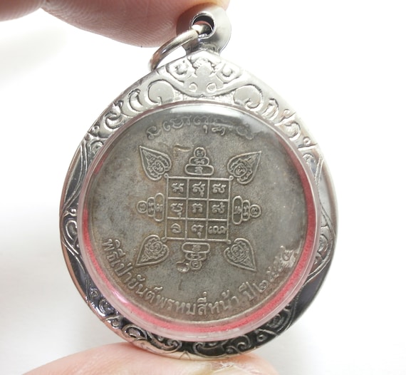 LP Nong Phra Prom 4 faces Coin Brahma Phrom Magic Yan… - Gem