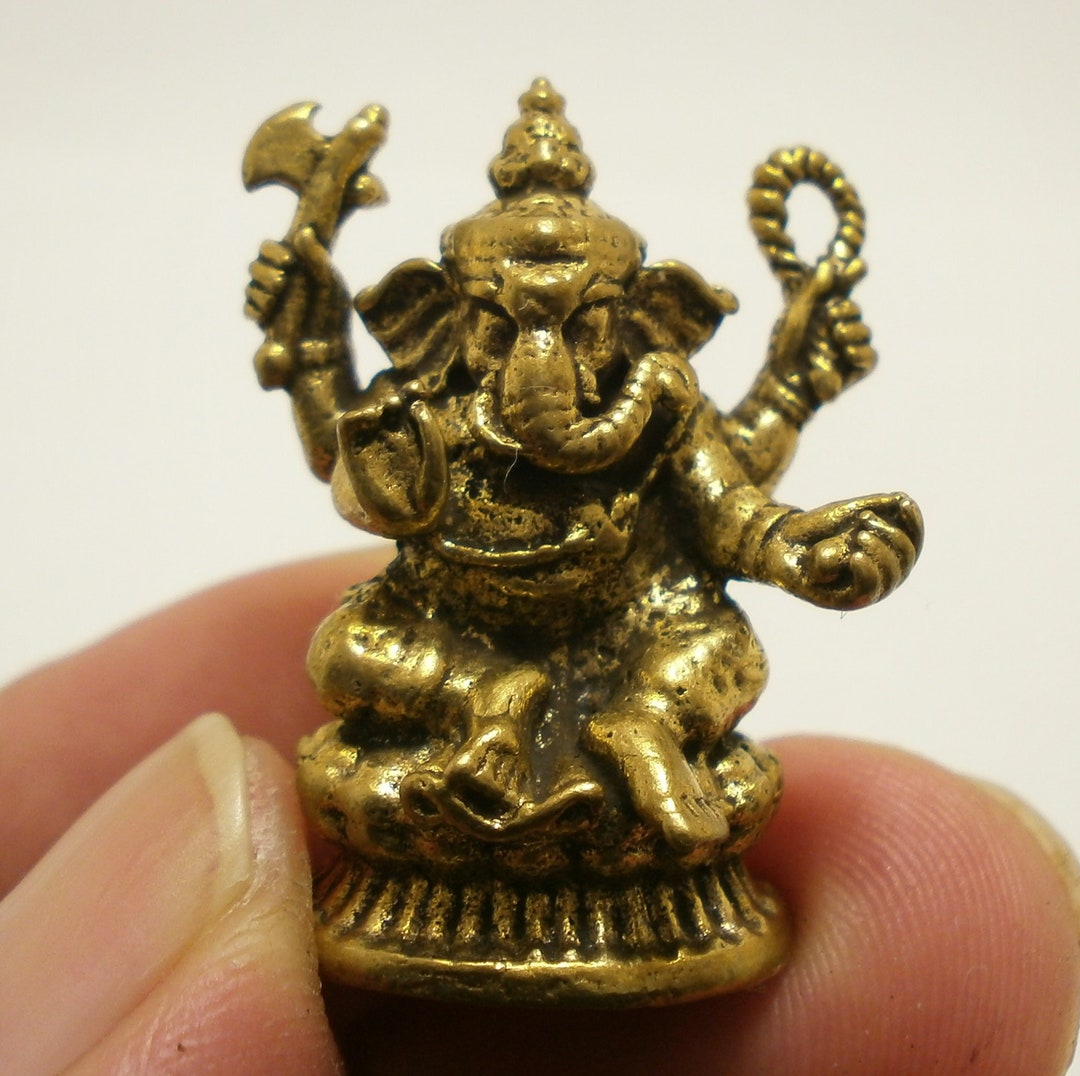 Lord Ganesha Brass Amulet: Tiny Hindu God Figurine - Etsy