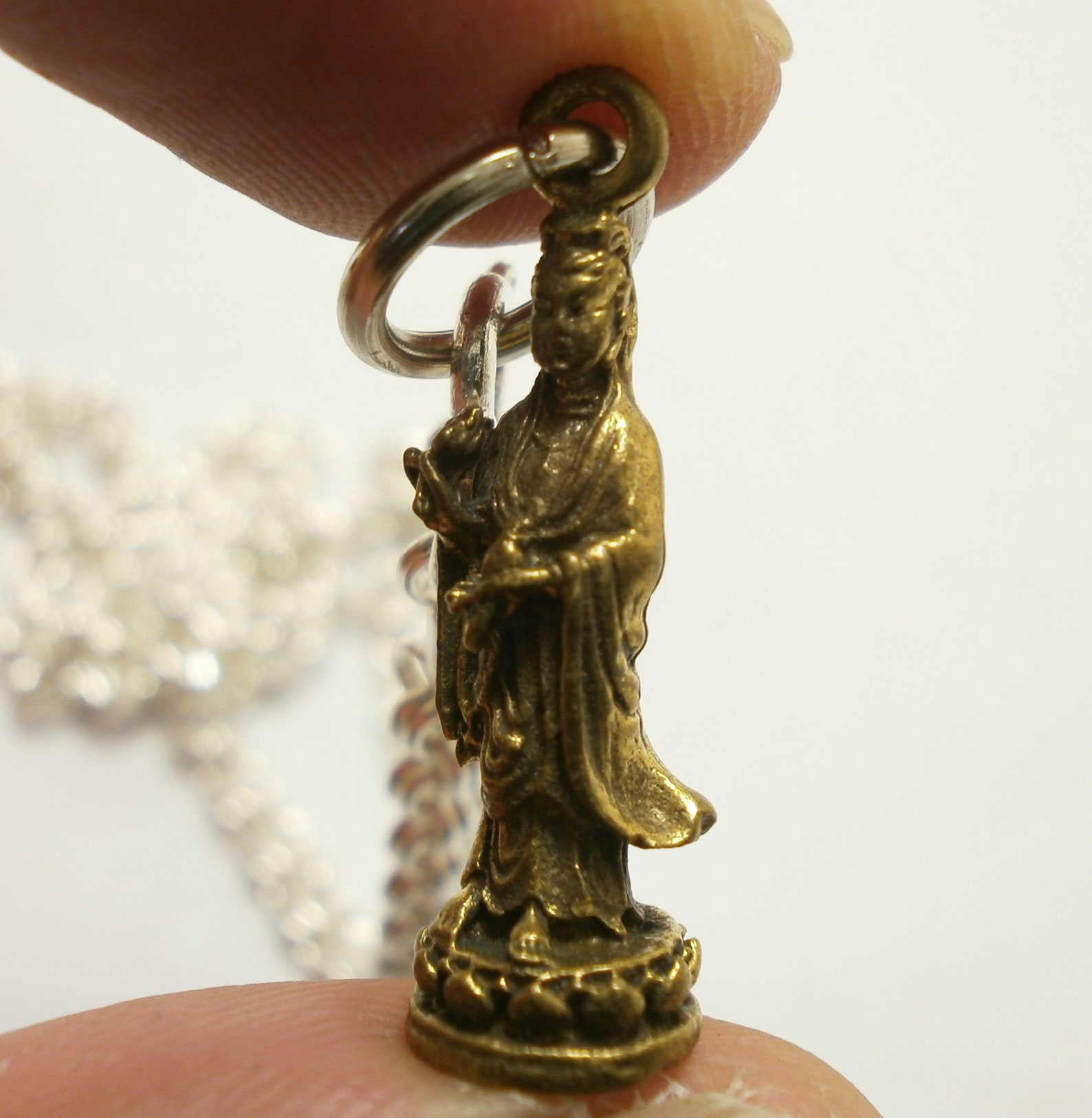 Guan Yin Pendant 18 Inch Silver Plated Necklace Guanyin Quanim - Etsy