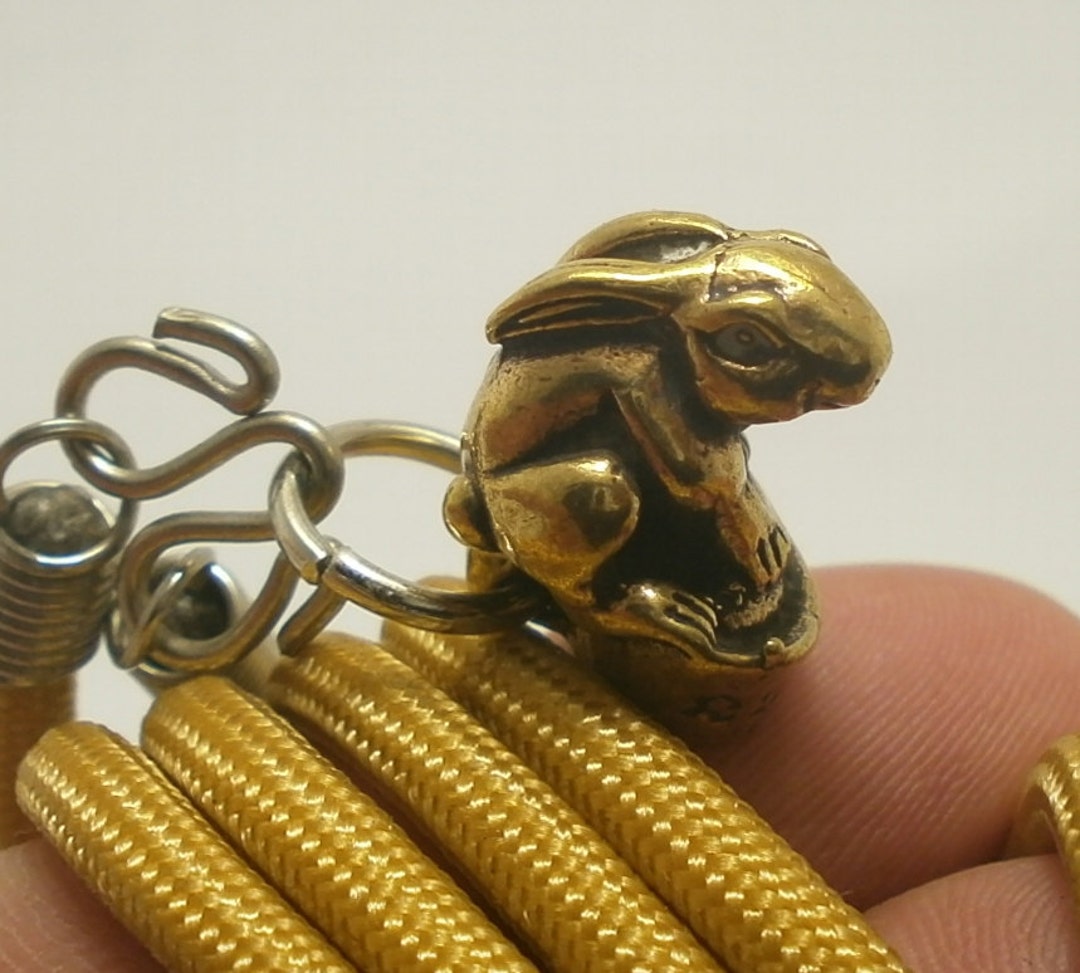 Lucky Rabbit Brass Amulet Pendant: Thai Good Luck Charm, 24