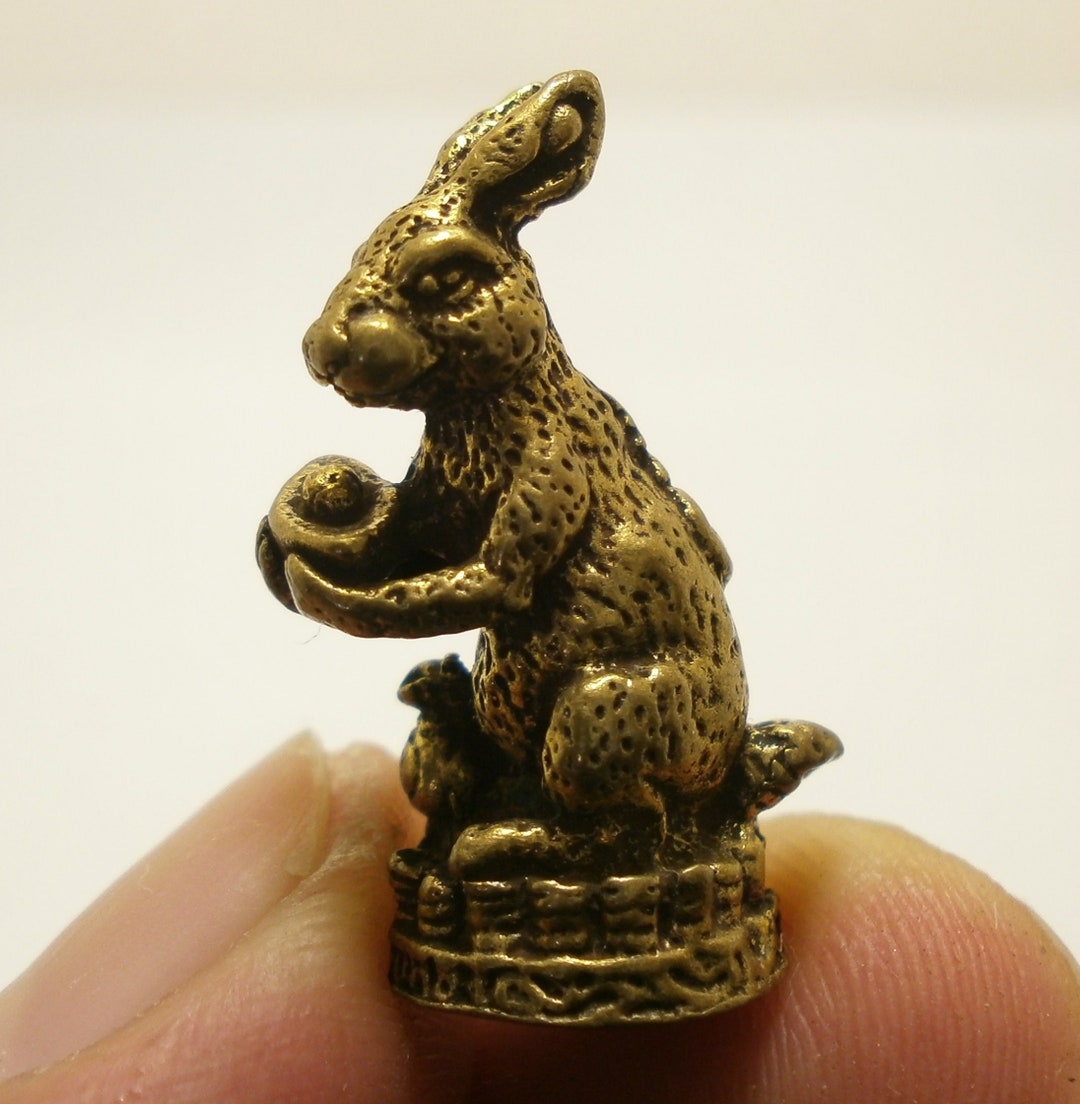 Lucky Rabbit Brass Amulet: Thai Good Luck Charm - Etsy