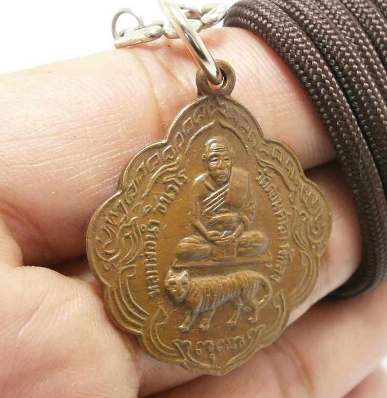 Ajahn LP Nam Sit on Tiger Coin Thai Buddha Amulet Powerful - Etsy
