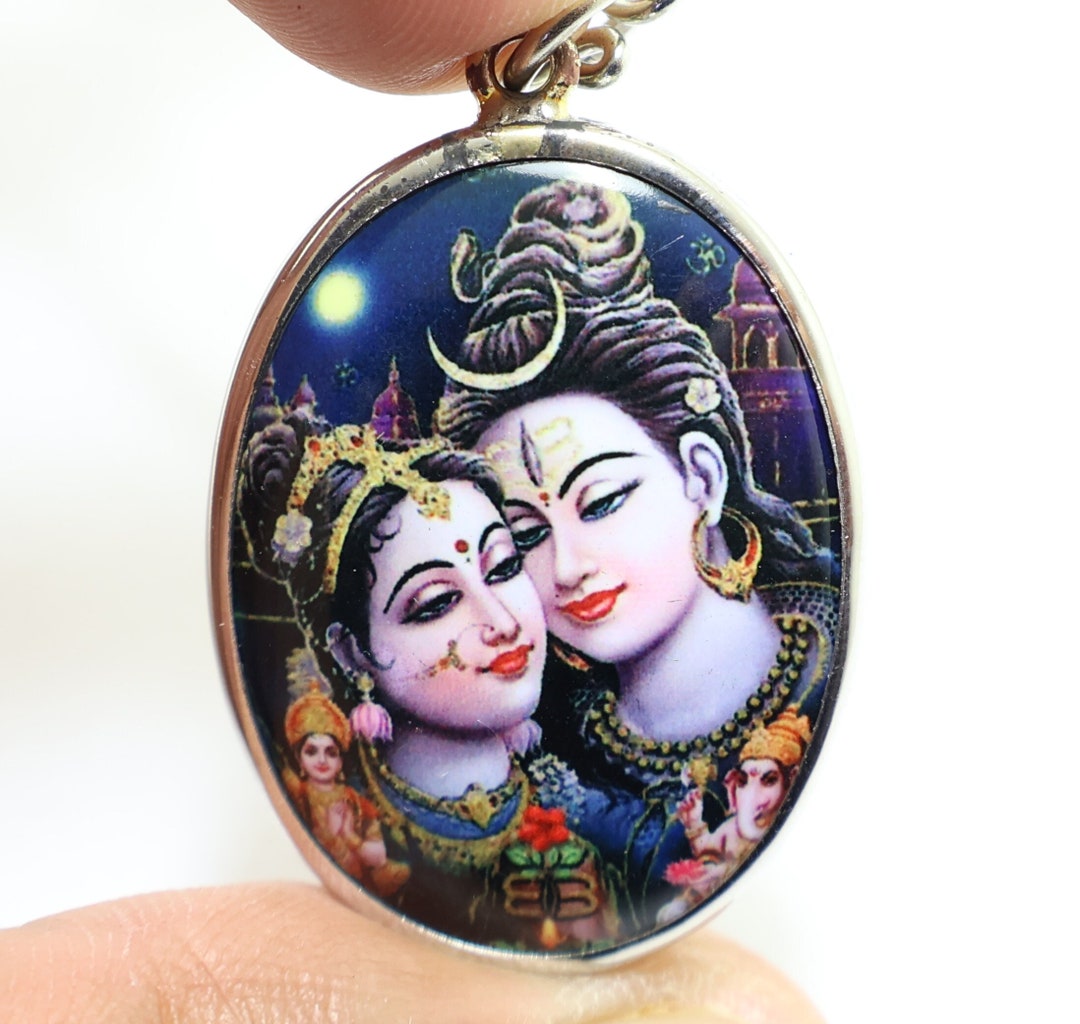 Lord Shiva Parvati Family Big Om Pendant: Hindu God Charm - Etsy
