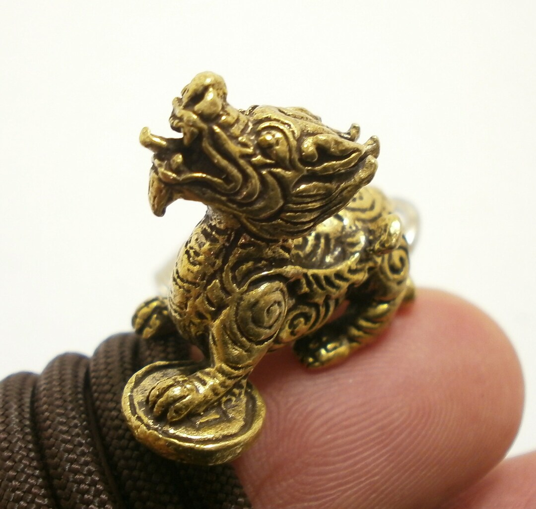 Brass Pi Yao Amulet Necklace: Chinese Feng Shui Good Luck Charm - Etsy