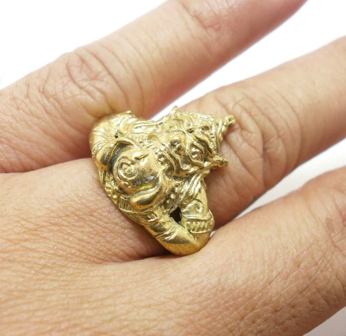 Rahu Om Jun Brass Men Ring Moon Eater Eclipse Hindu Amulet - Etsy