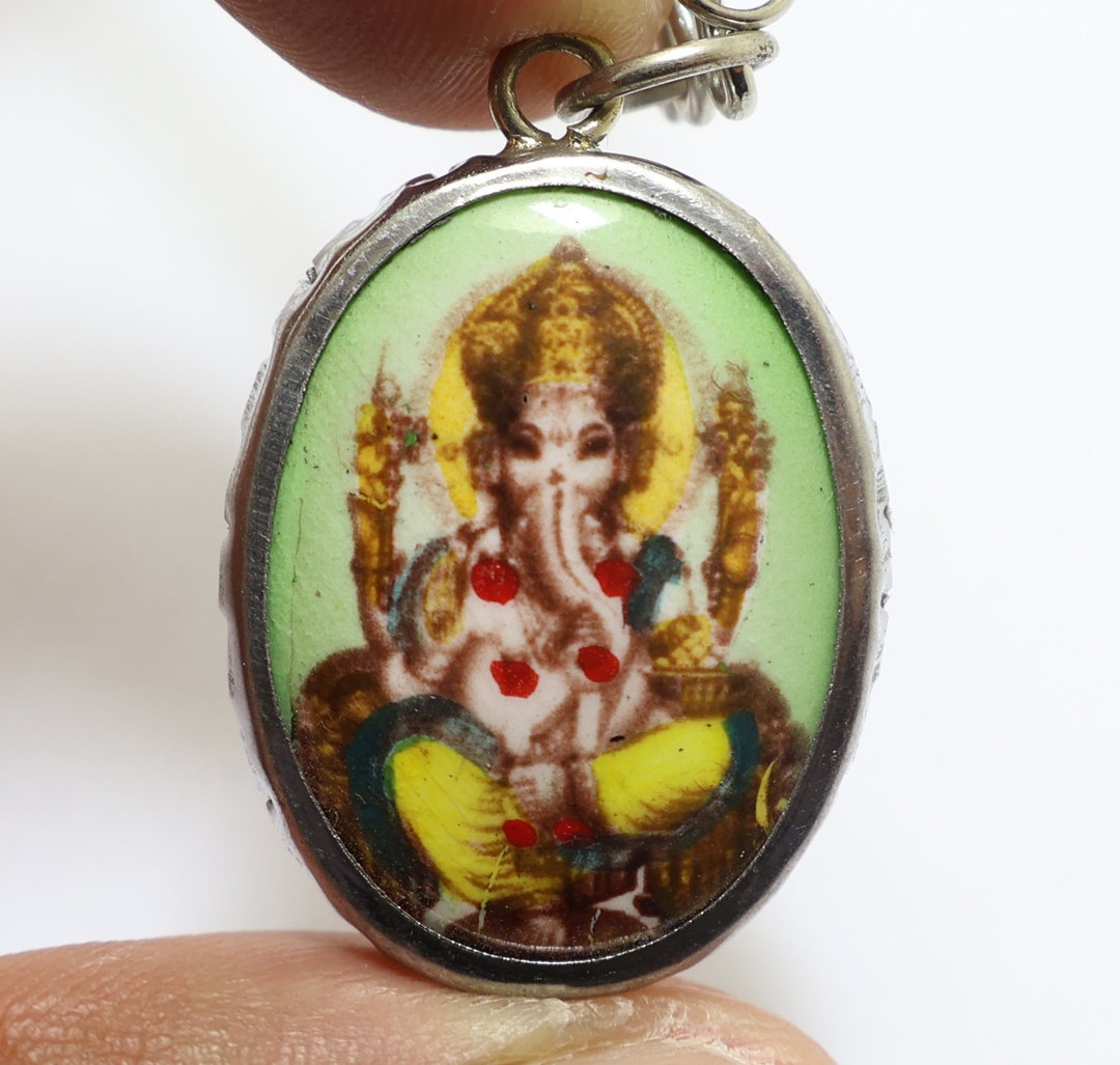 Lord Ganesha God of Success 1980s Hindu Om Pendant Ohm Amulet Fujii ...