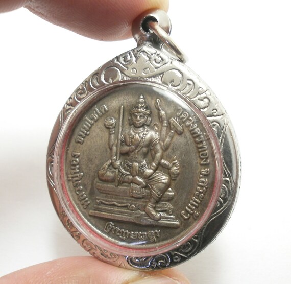 LP Nong Phra Prom 4 faces Coin Brahma Phrom Magic Yan… - Gem