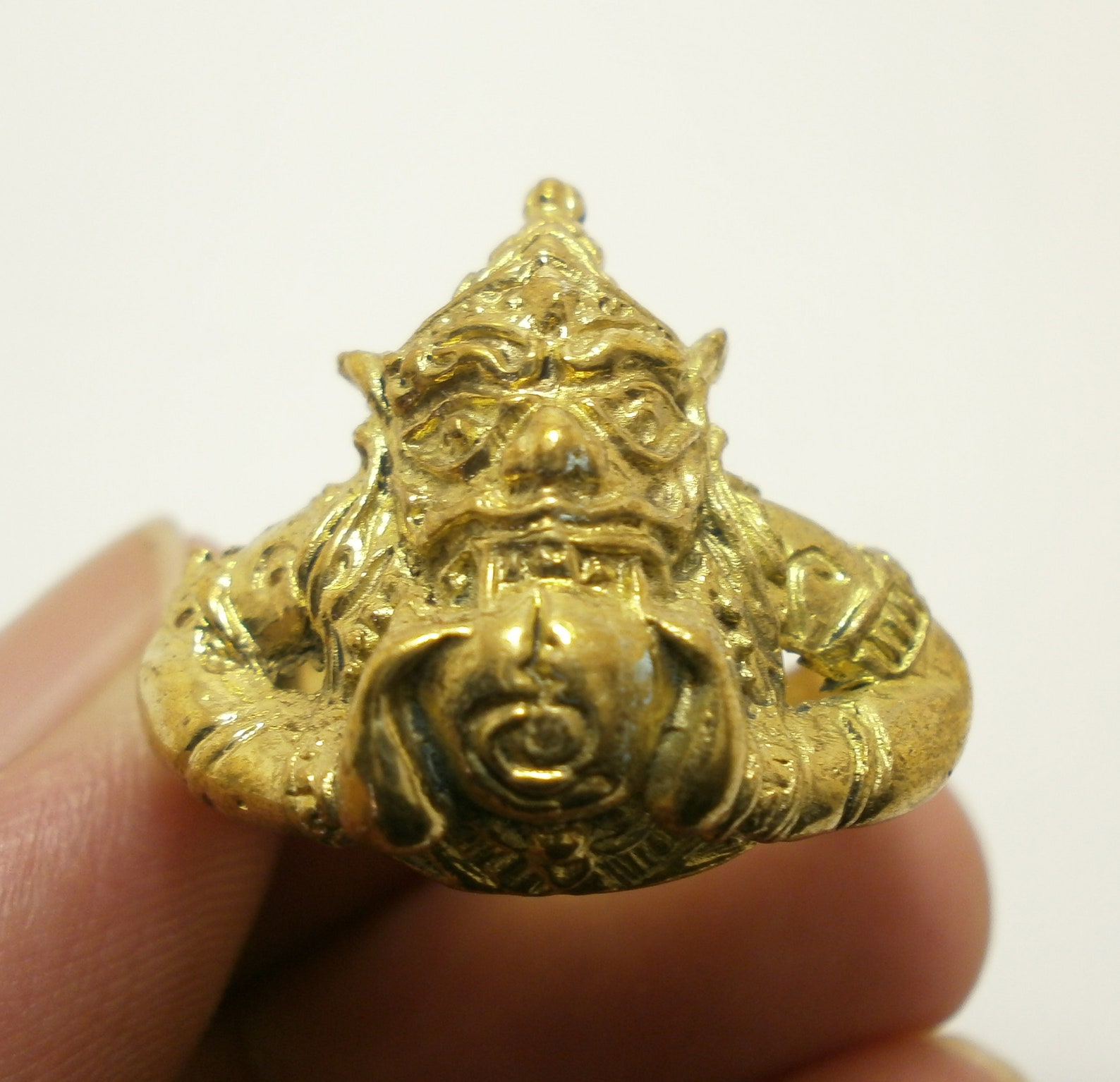 Rahu Om Jun Brass Men Ring Moon Eater Eclipse Hindu Amulet - Etsy