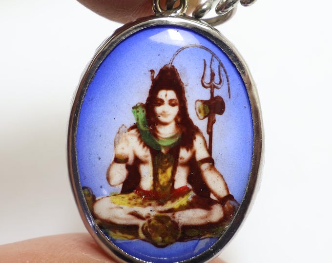 Lord Shiva Mahadev Om Pendant Blessed 1980s Necklace Mahadeva Great God ...