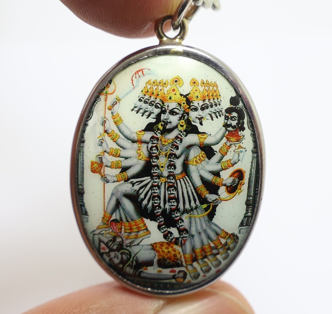 Kali Hindu Goddess Big Amulet: Protection Om Locket Necklace - Etsy