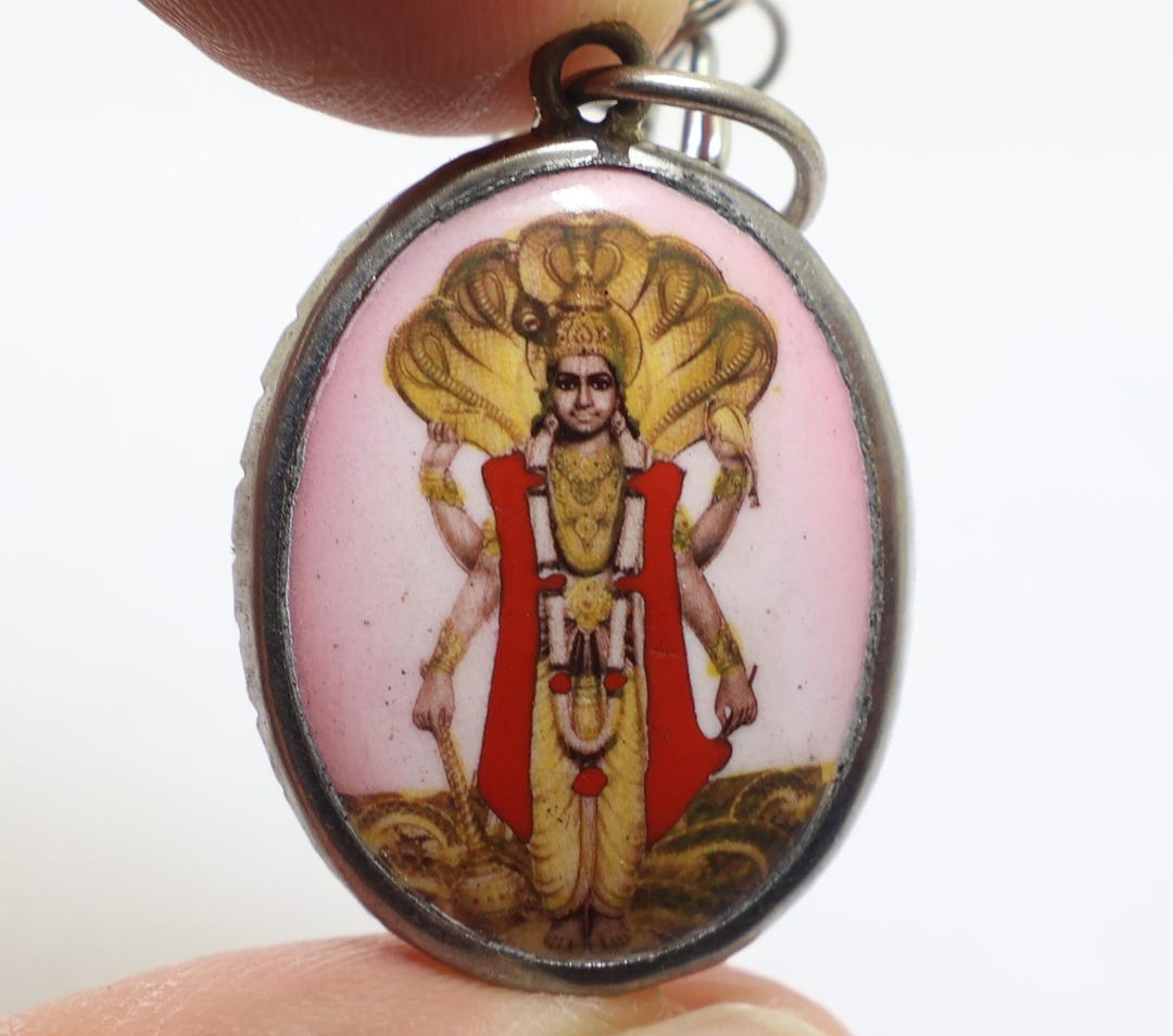Lord Vishnu Amulet Pendant: Hindu God Trimurti Om Necklace, Blessed ...