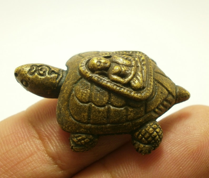Tiny Turtle Mini Brass Real Magic Amulet LP Ngern Miracle - Etsy