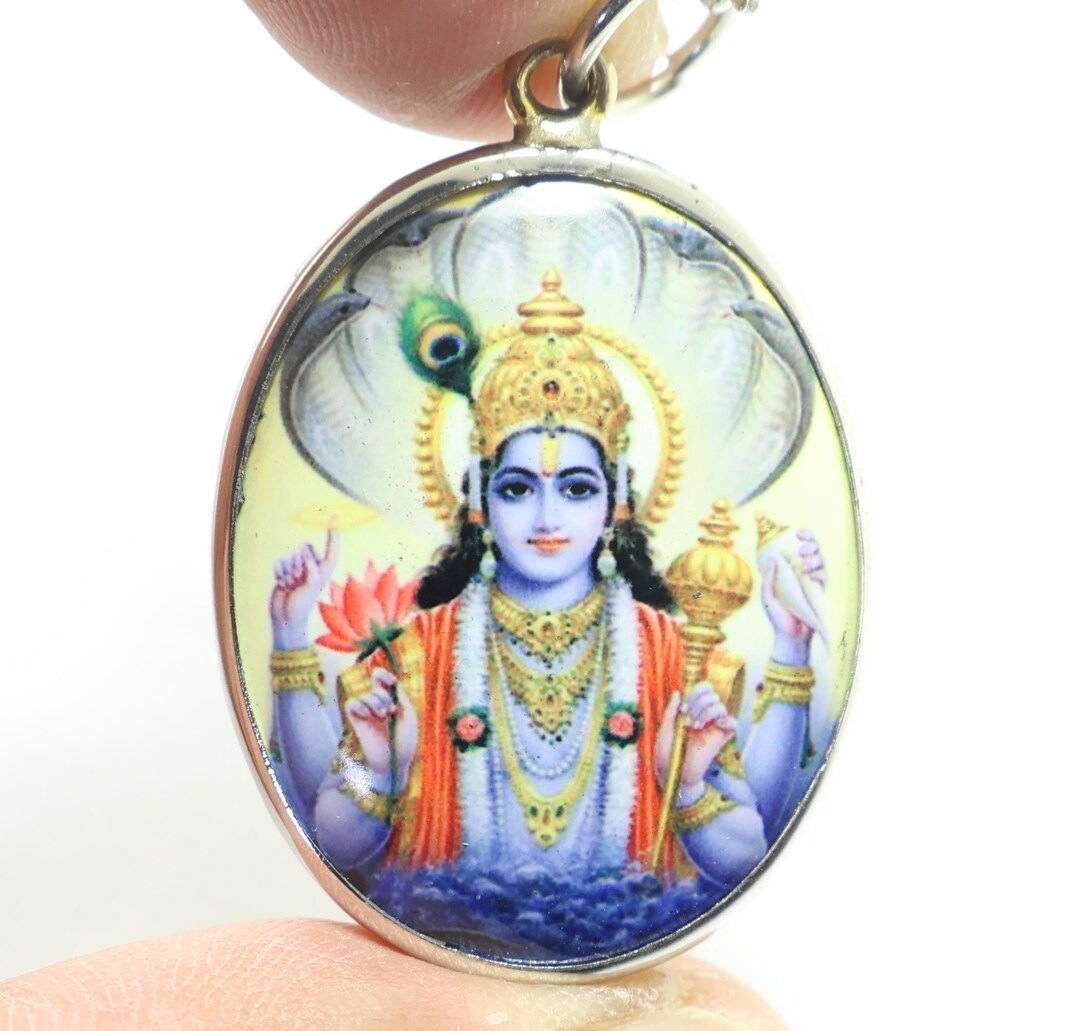 Lord Vishnu Big Pendant Preserver Hindu God Trimurti Amulet Locket ...