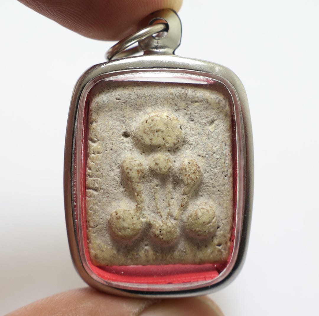 Phra Pidta Graduk Phii White Amulet: Thai Buddha Healing Pendant, 1942 ...