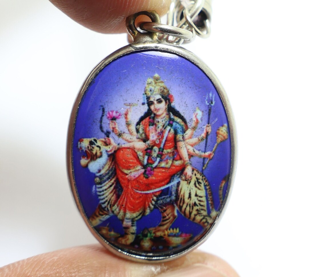 Durga Goddess Amulet Pendant - Hindu Protection Necklace - Etsy