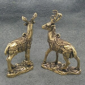 Magic Duo Deer Thai Mini Brass Amulet Miniature Good Luck Love ...