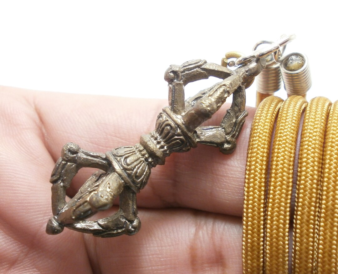 Tibetan Brass Vajra Amulet - 24" Rope Necklace - Life Protection - Etsy