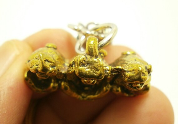 The three wise monkeys Asian Japan amulet pendant nec… - Gem