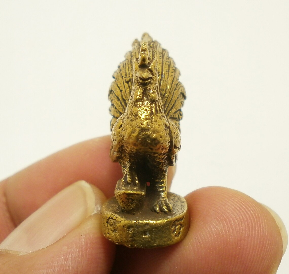 Magic Chicken Rooster on Gold money mini figurine amulet brass | Etsy