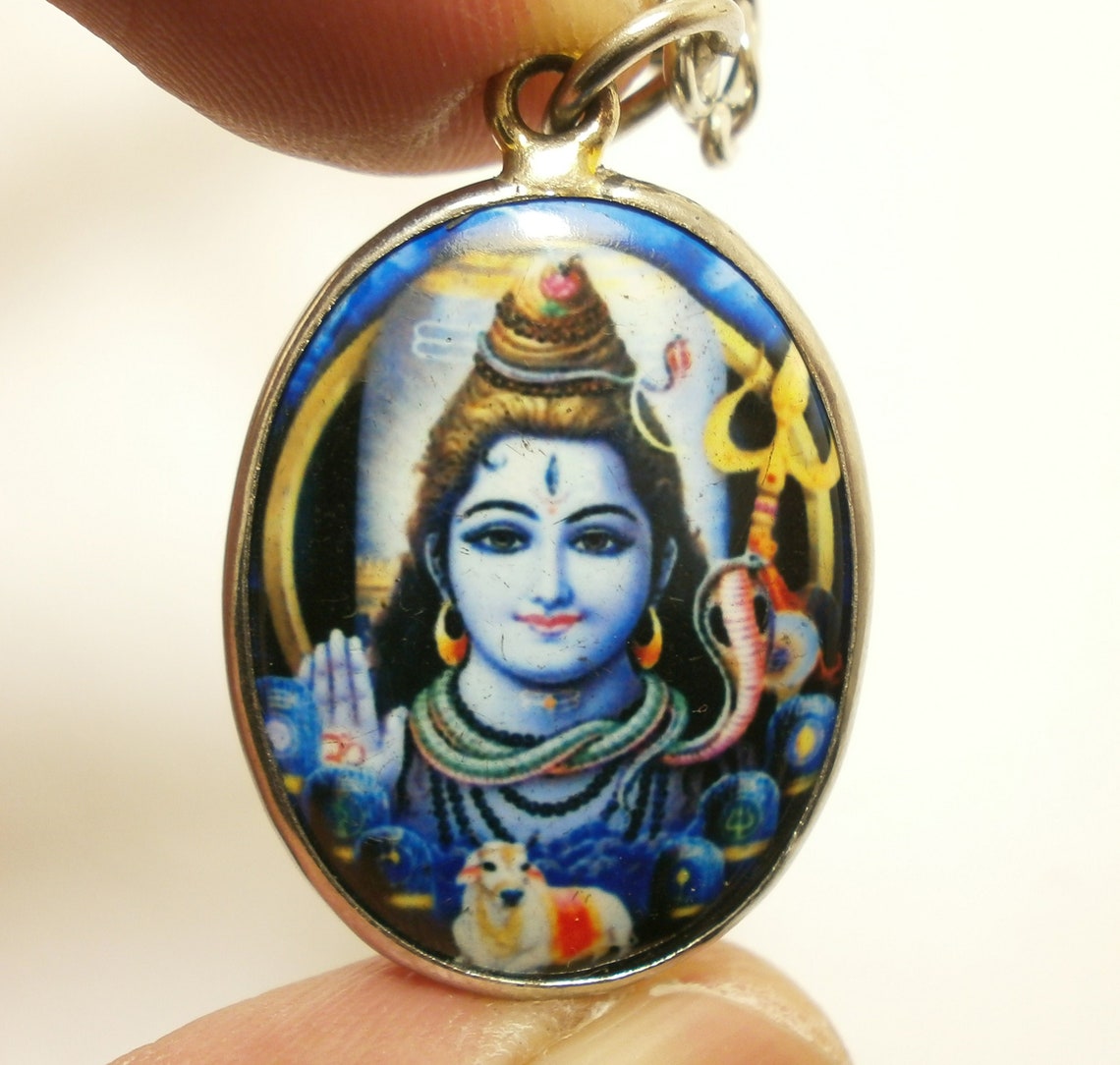 Lord Shiva Mahadev Om Pendant Bless 1980s Necklace Mahadeva | Etsy