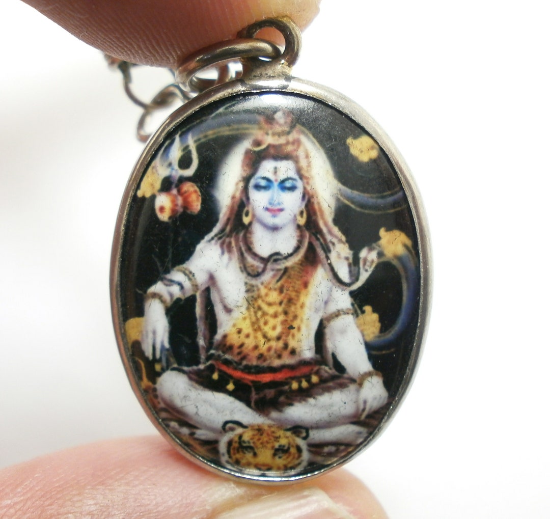 Lord Shiva Mahadev Om Siva Pendant Blessed 1980s Necklace Mahadeva ...