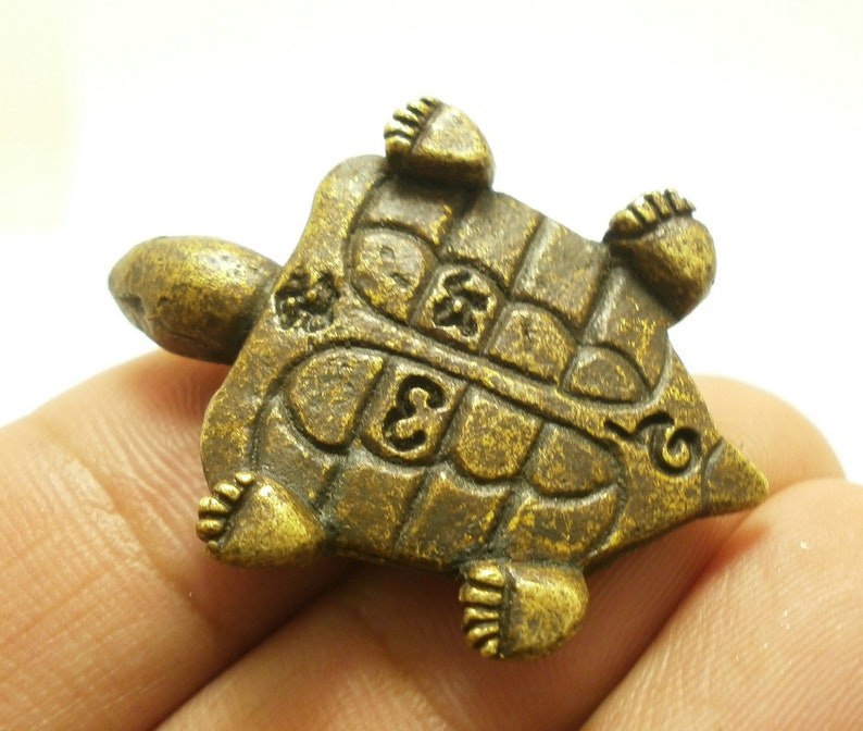 Tiny Turtle Mini Brass Real Magic Amulet LP Ngern Miracle - Etsy