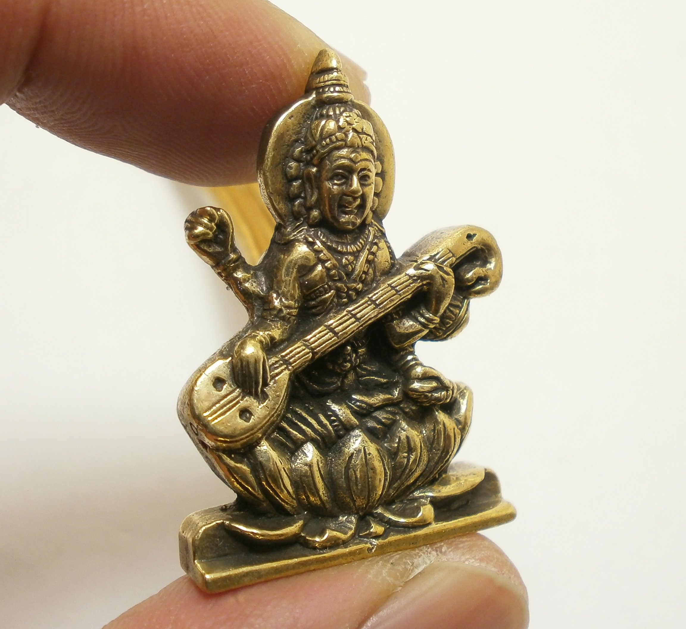 Saraswati Hindu Goddess Amulet Pendant: Wisdom, Healing, Good Luck ...