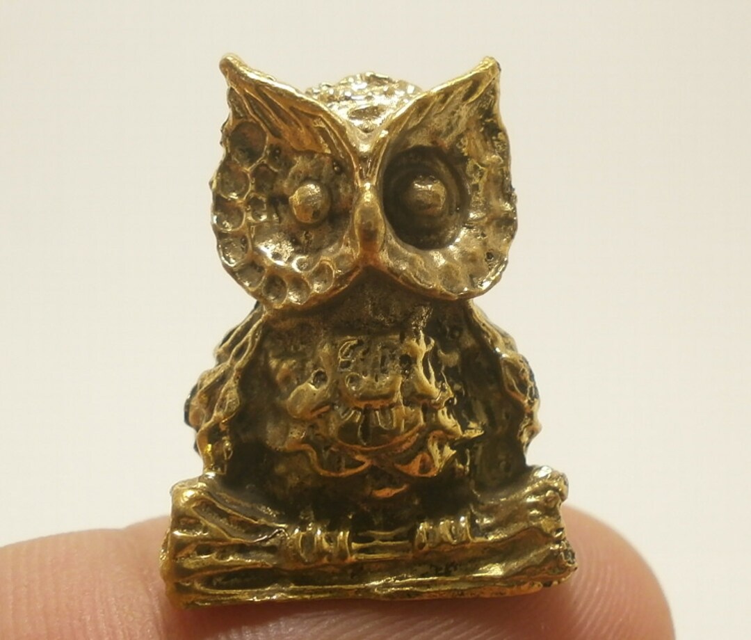 Thai Brass Owl Amulet: Good Luck Miniature Talisman - Etsy