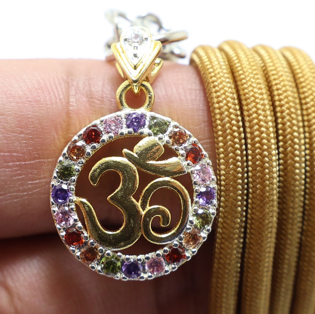Om Sacred Symbol Hindu God Deity Aum Sign With Colorful Crystal Lucky ...
