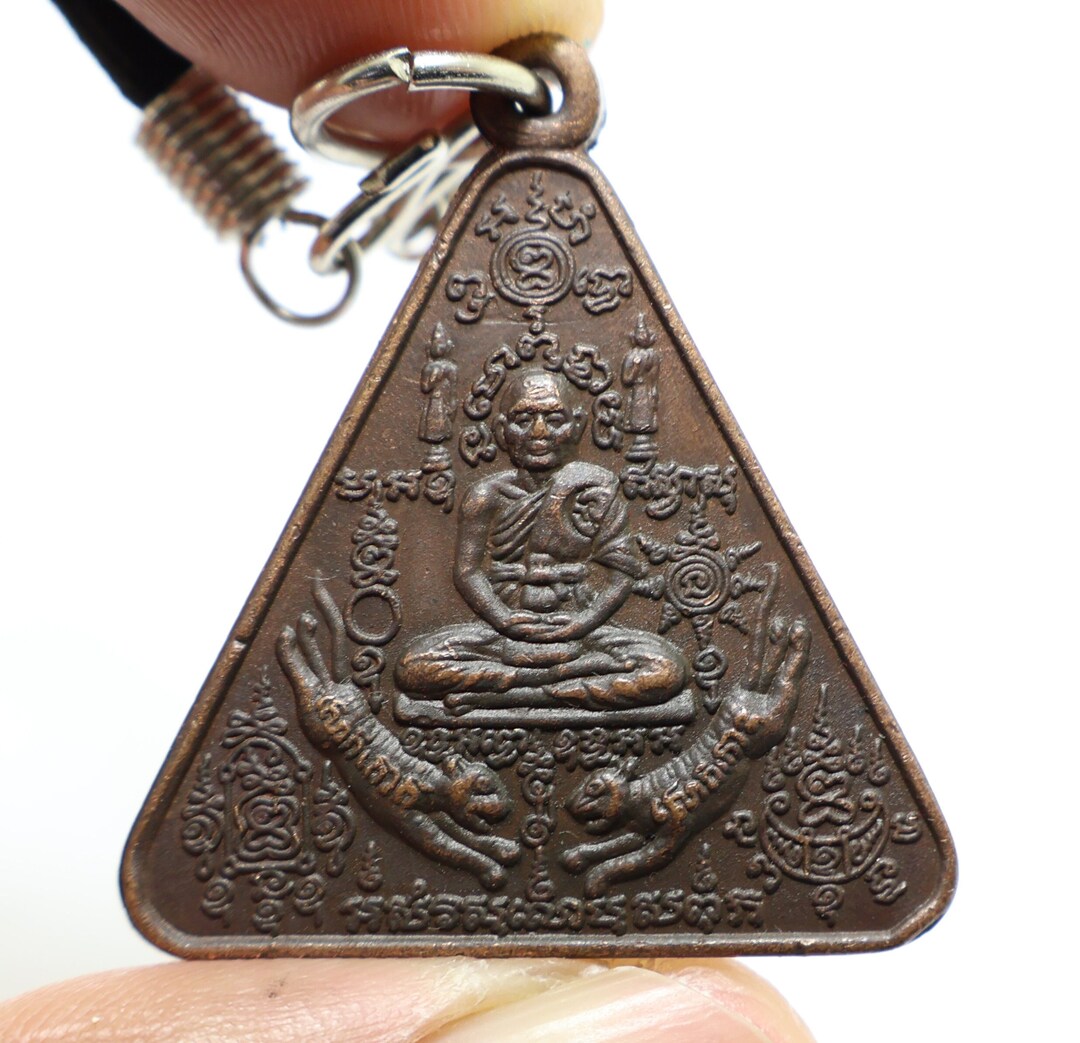 Phra LP Kong Triangle Amulet: Magic Tiger Yant, Thai Lucky Pendant - Etsy