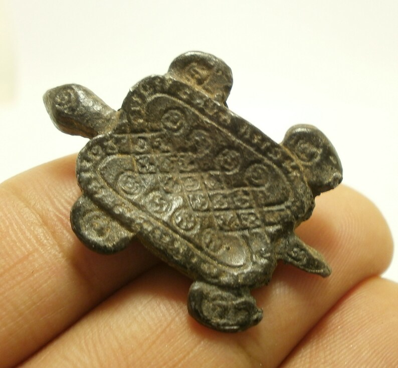 Magic Turtle LP Liew Thai Mini Metal Lew Amulet Miracle Yant - Etsy