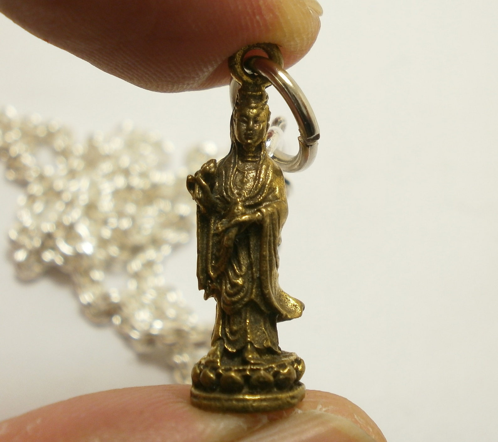 Guan Yin Pendant 18 Inch Silver Plated Necklace Guanyin Quanim - Etsy
