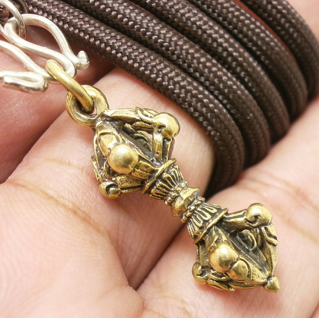 Tibetan Brass Vajra Amulet - 24 Inch Rope Necklace - Etsy
