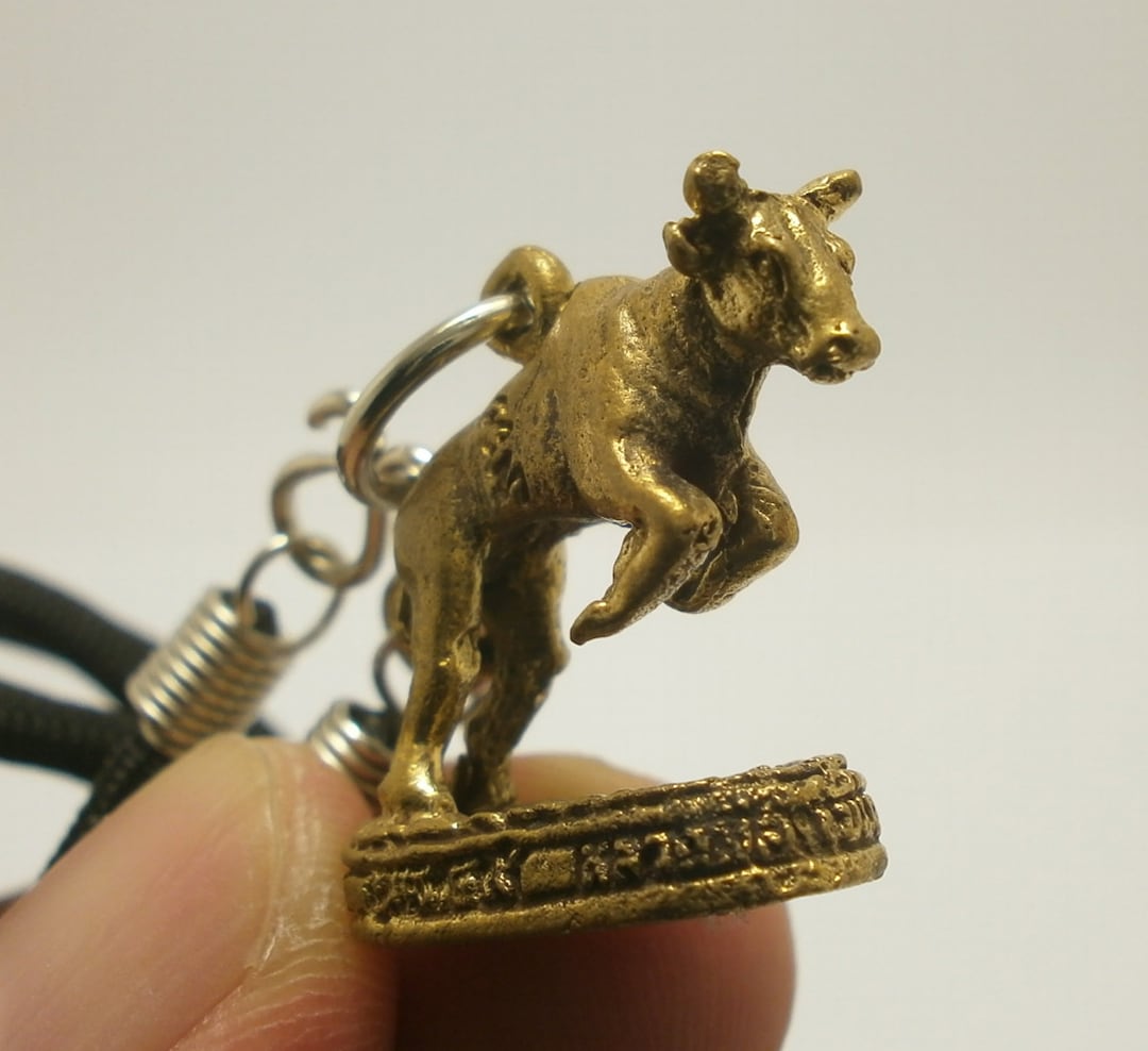 Thai Brass Bull Amulet Pendant: Life Protection, Good Luck - Etsy