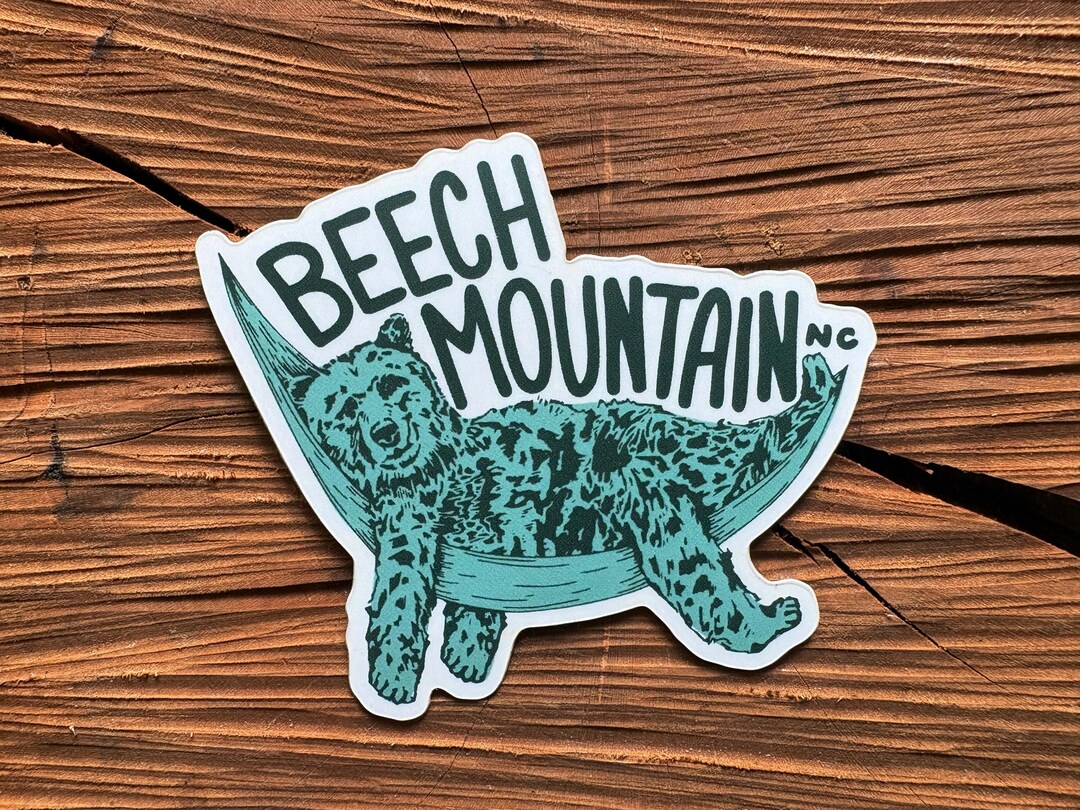 Beech Mountain Bear Sticker | Hand-drawn Vinyl Decal | Outdoor Hiking ...