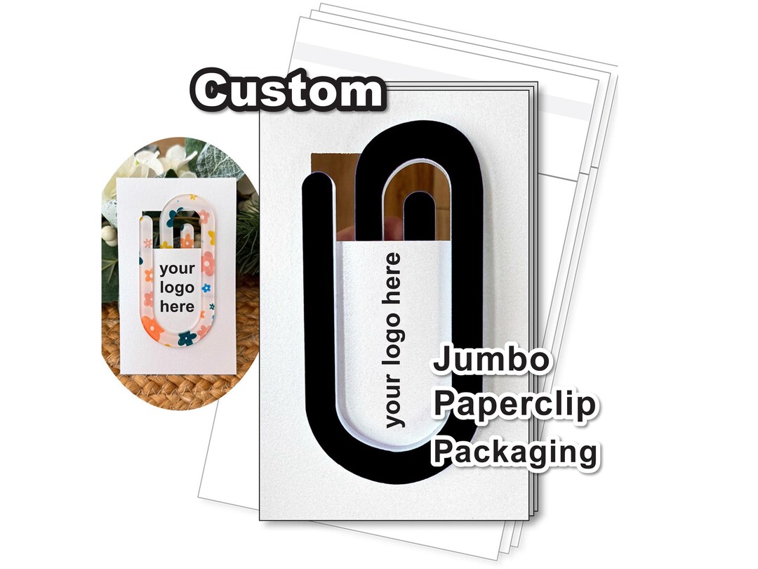 Custom Logo Jumbo Paper Clip Display Cards + Bags: 50 Retail Packaging ...