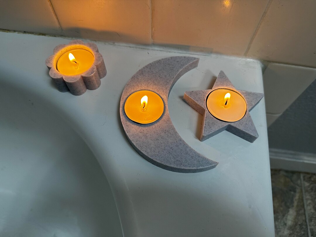 Moon and Star Tea Light Candle Holder - 3D Printed - Etsy