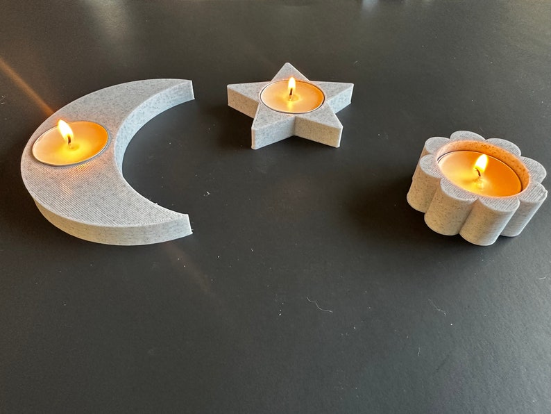 Moon and Star Tea Light Candle Holder - 3D Printed - Etsy