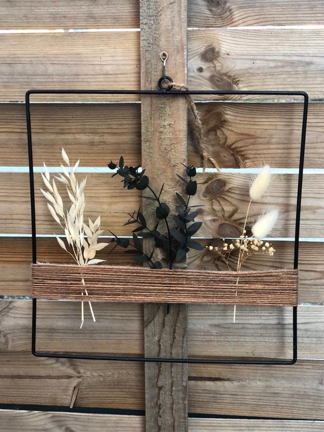 Modern Door Wreath Window Decoration Metal Square Loop With Dried ...
