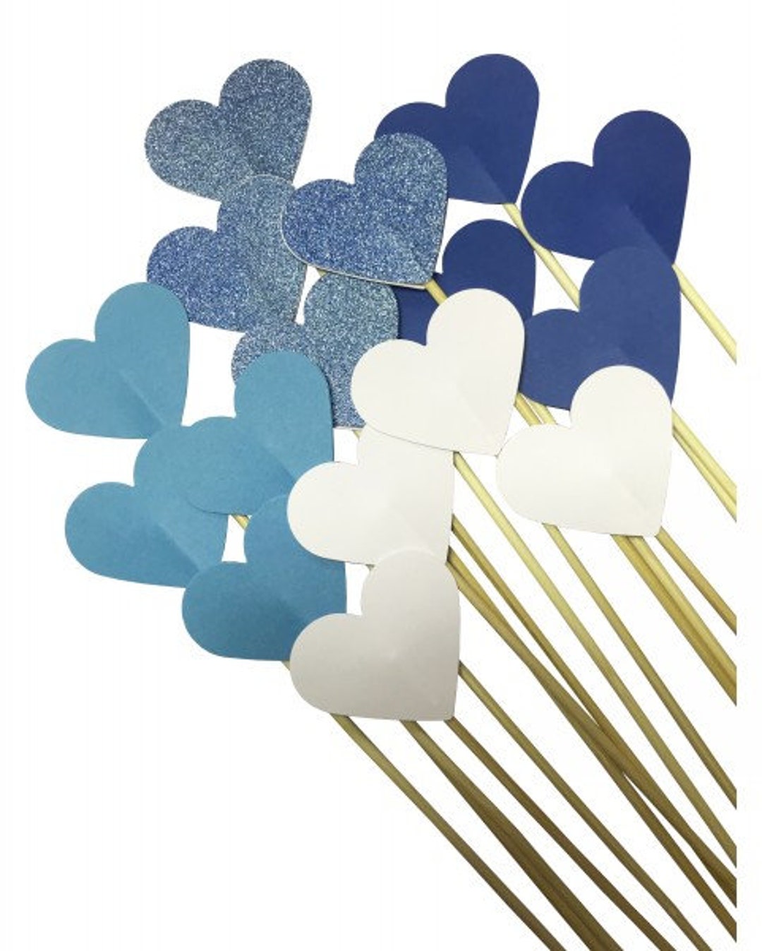 50 Stick Hearts for Wedding Decoration SH001 Blue, Light Blue, White - Etsy