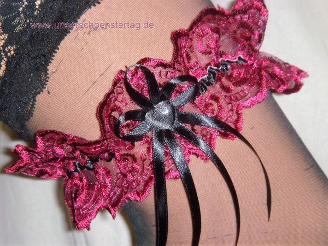Garter Band Wedding Carnival Burgundy Black SB039 - Etsy