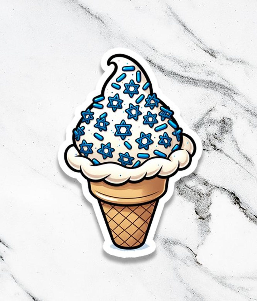 Vanilla Ice Cream Cone With Blue Star of David/ Jewish Star/ Magen ...