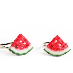 Watermelon Ring Fruit Jewelry Summer Beach Tropical Red Silver - Etsy