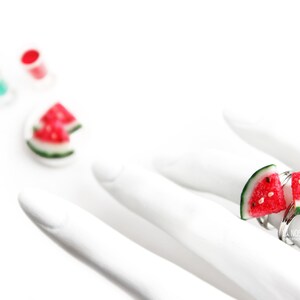 Watermelon Ring Fruit Jewelry Summer Beach Tropical Red Silver - Etsy