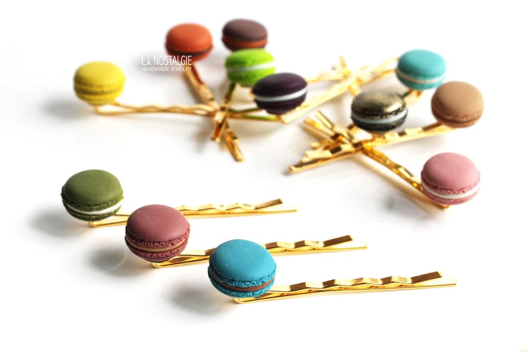 Trio French Macaroons Gold Hair Pin Macaroon Candy Accessories Glow-in ...