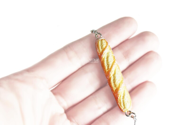 Food Necklace Bread Jewelry Silver Bar Necklace Layering Necklaces for ...