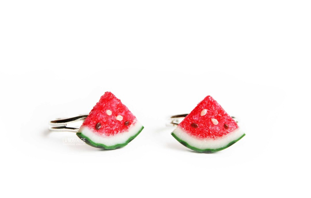 Watermelon Ring Fruit Jewelry Summer Beach Tropical Red Silver - Etsy