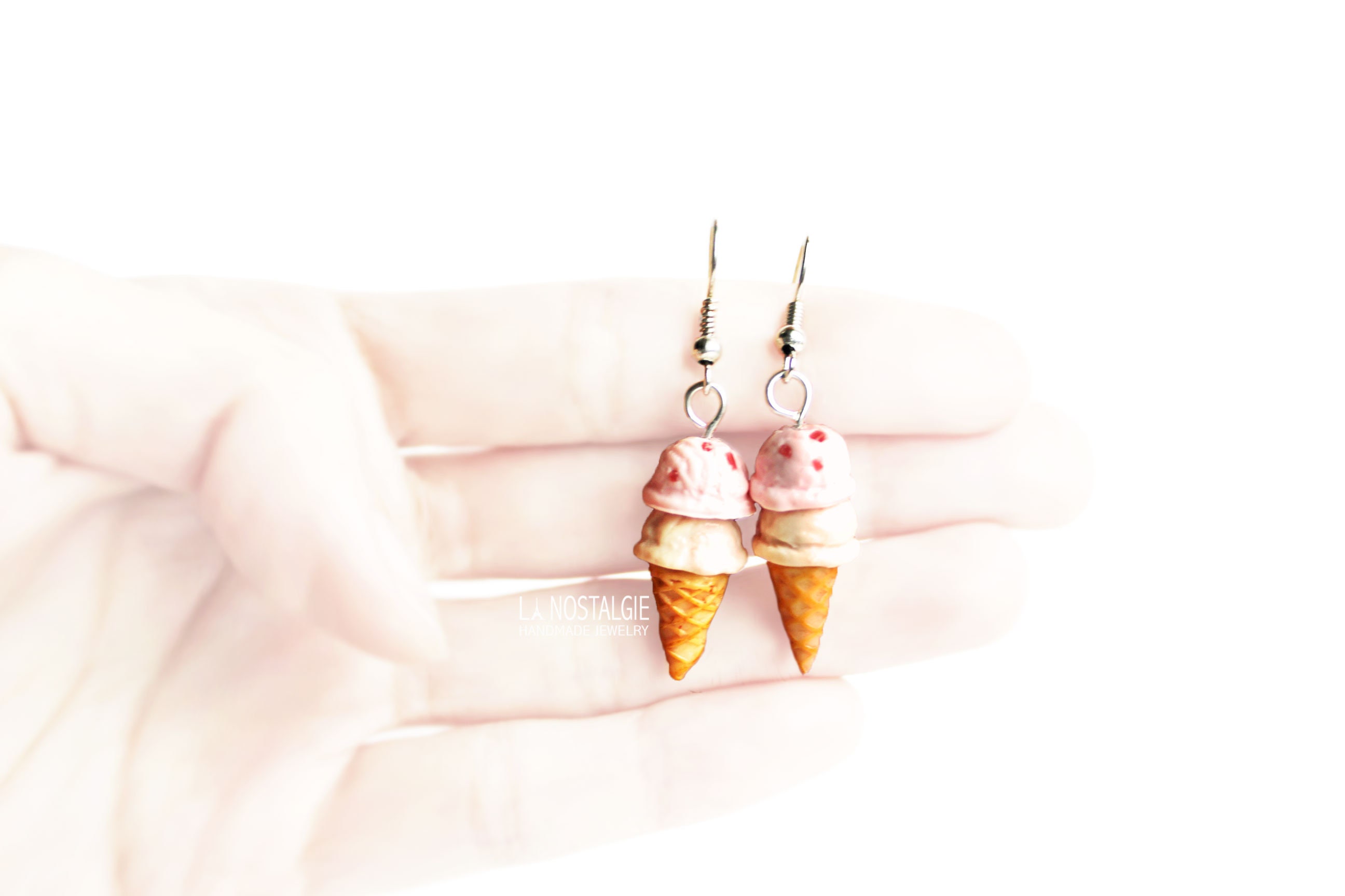 Pastel Pink Ice Cream Cone Earring Boho Dainty Cute Jewelry Mini Food ...
