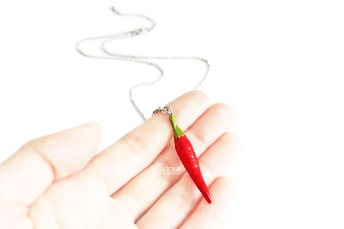 Red Chilli Pepper Lariat Y Necklace Pendant Drop Pop Simple | Etsy