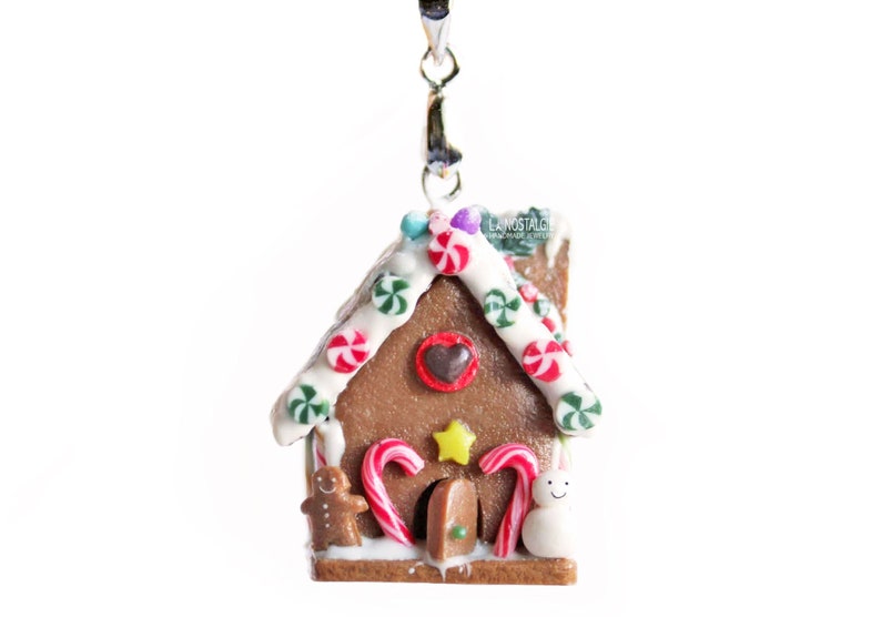 Gingerbread House Christmas Candy Snowman Charms Necklace - Etsy